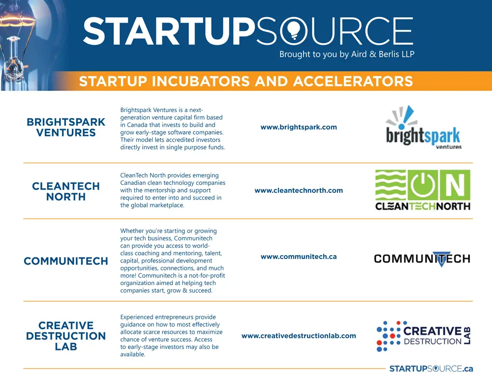 Startup Incubators and Accelerators
